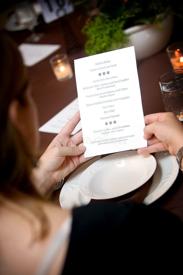 Wedding Centerpiece and Menu Stock Image - Image of commitment, green ...