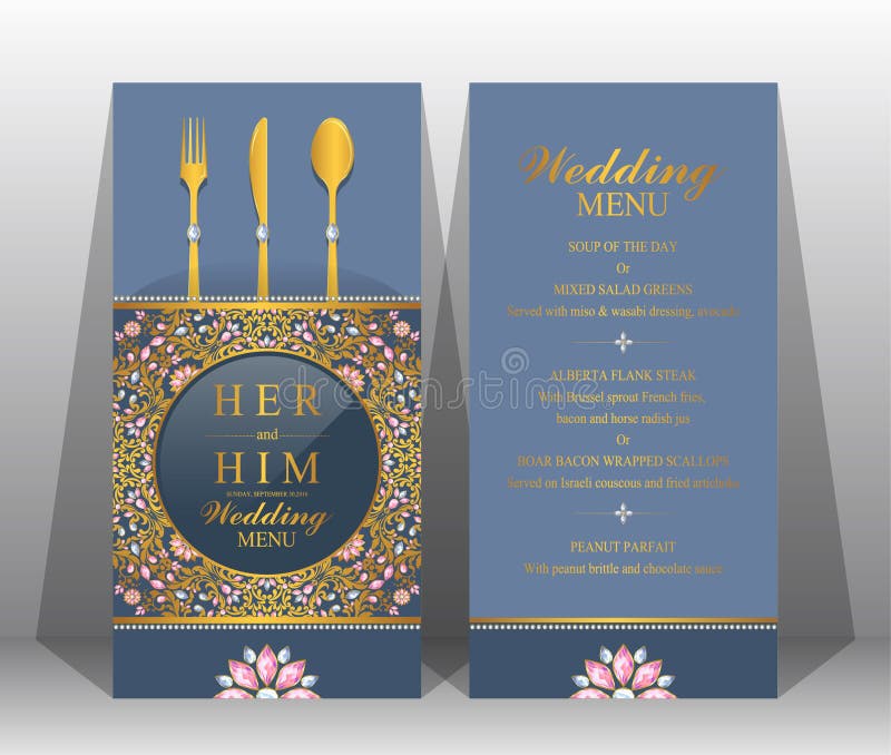 Wedding Menu Card Templates . Stock Vector - Illustration of color ...