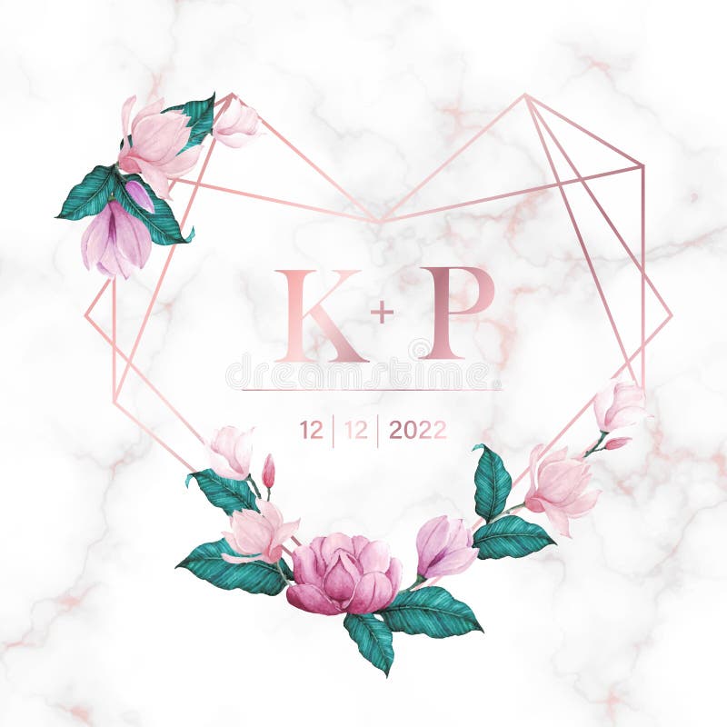 Wedding Monogram Logo Design Template. Watercolor Floral Frame for ...