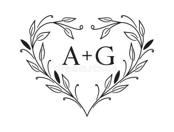 Wedding Monogram Logo Heart Designed Stock Vector - Illustration of ...