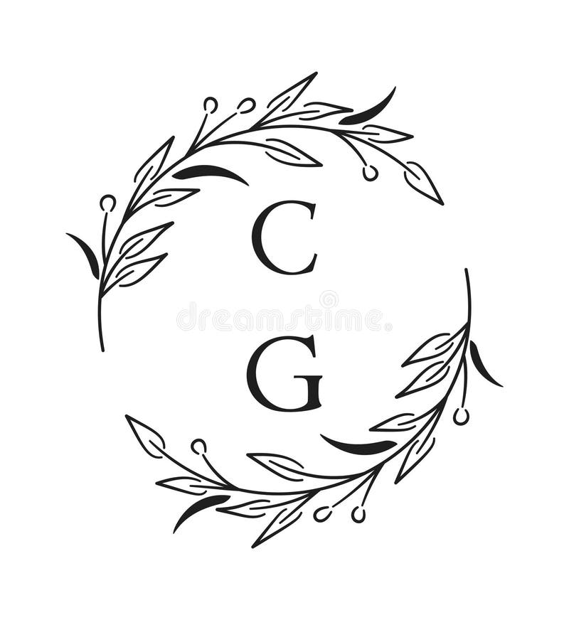 Wedding Monogram Logo Simple Circle Stock Vector - Illustration of ...