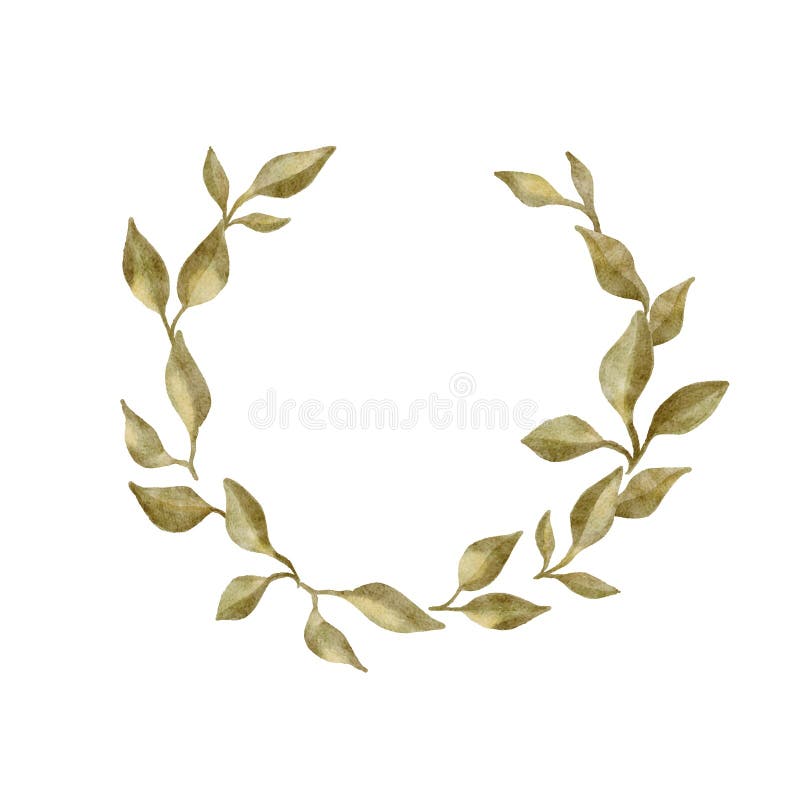 Wedding Monogram Watercolor Leaves. Watercolor Leaf Round Frame Hand ...