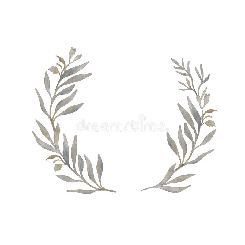 Wedding Monogram Watercolor Leaves. Watercolor Leaf Round Frame Hand ...