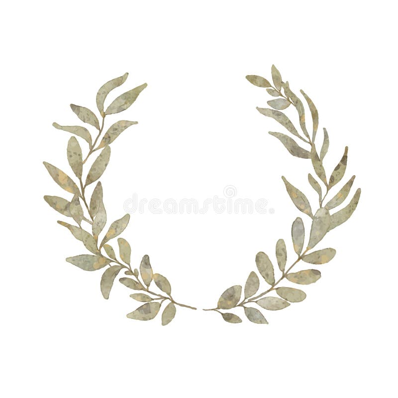 Wedding Monogram Watercolor Leaves. Watercolor Leaf Round Frame Hand ...