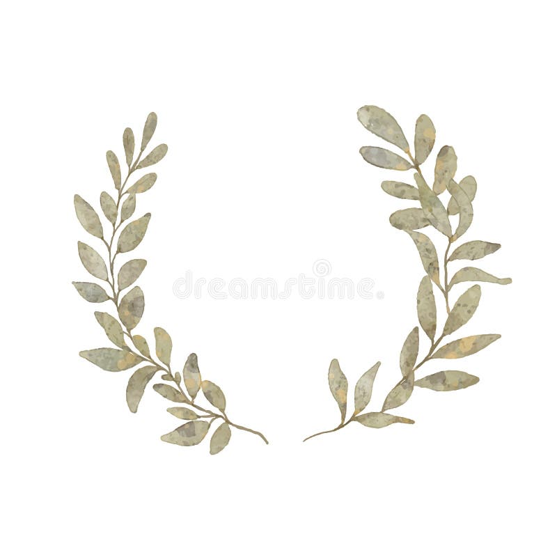 Wedding Monogram Watercolor Leaves. Watercolor Leaf Round Frame Hand ...