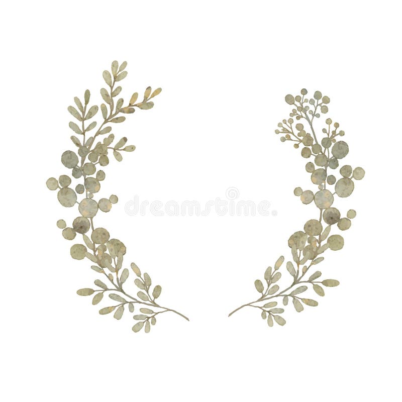 Wedding Monogram Watercolor Leaves. Watercolor Leaf Round Frame Hand ...