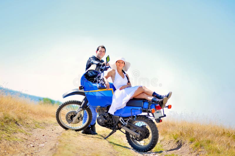 Wedding on the motorcycle stock photo. Image of cross - 44613584
