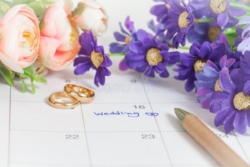 Wedding Note on a Calendar Sets a Reminder Stock Image - Image of ...