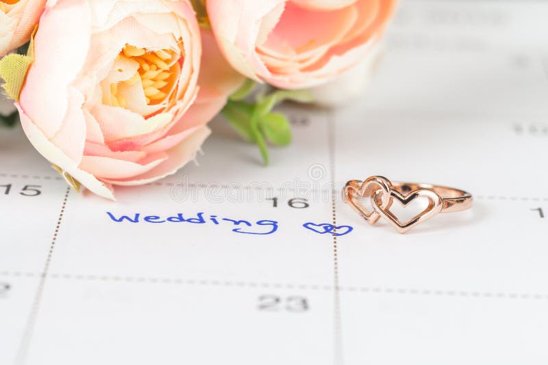 Wedding Note on a Calendar Sets a Reminder Stock Image - Image of ...