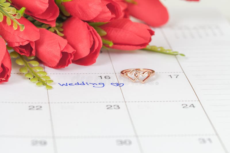 Wedding Note on a Calendar Sets a Reminder Stock Image - Image of ...