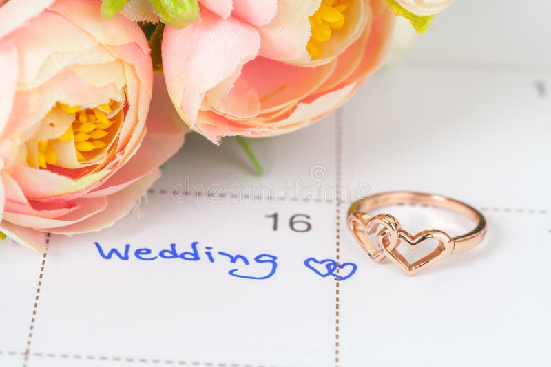 Wedding Note on a Calendar Sets a Reminder Stock Photo - Image of marry ...