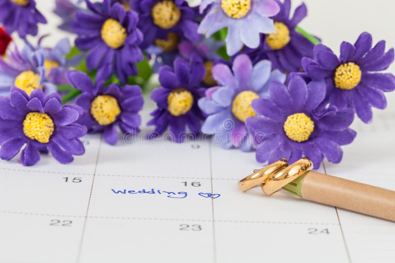 Wedding Note on a Calendar Sets a Reminder Stock Image - Image of ...