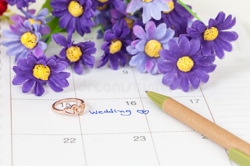 Wedding Note on a Calendar Sets a Reminder Stock Image - Image of ...