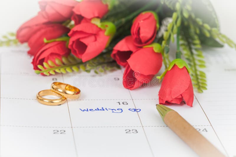 Wedding Note on a Calendar Sets a Reminder Stock Image - Image of ...