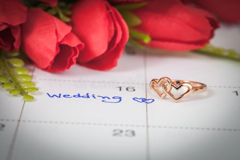 Wedding Note on a Calendar Sets a Reminder Stock Image - Image of text ...