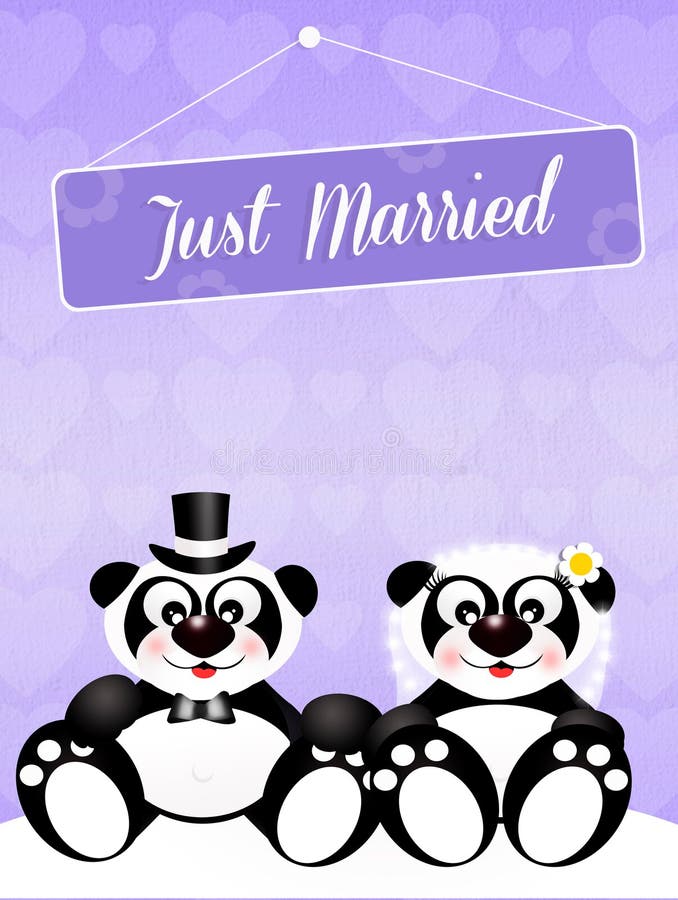 Wedding of panda stock illustration. Illustration of postcard - 70123832