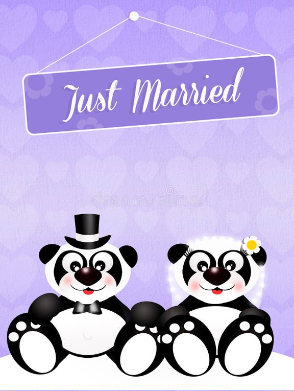 Wedding of panda stock illustration. Illustration of postcard - 37212444