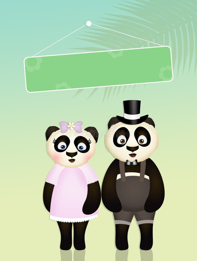 Wedding of panda stock illustration. Illustration of marriage - 92507408