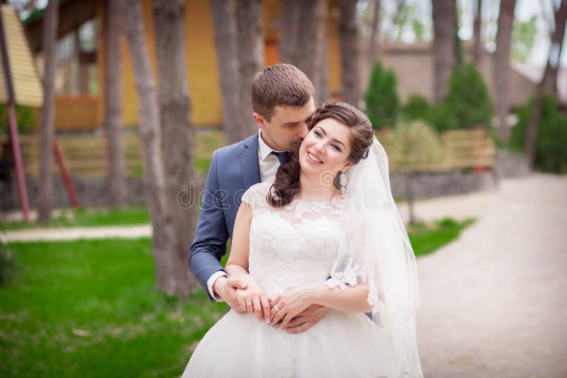 Wedding in park stock photo. Image of couple, happiness - 55770140