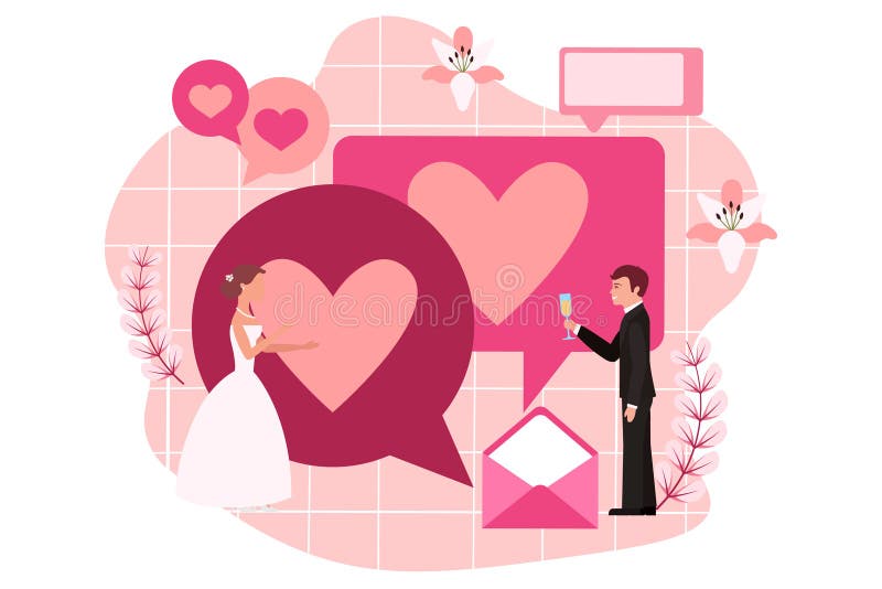 Wedding Party Flat Design Illustration Stock Vector - Illustration of ...