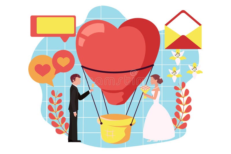 Wedding Party Flat Design Illustration Stock Vector - Illustration of ...