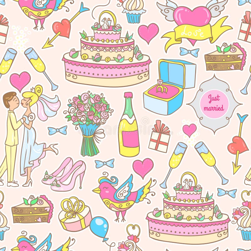 Wedding pattern stock illustration. Illustration of icon - 50375691