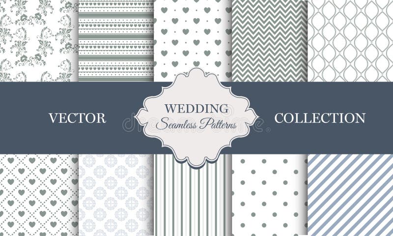 Collection of Wedding Seamless Patterns. Vector Set of Anniversary ...