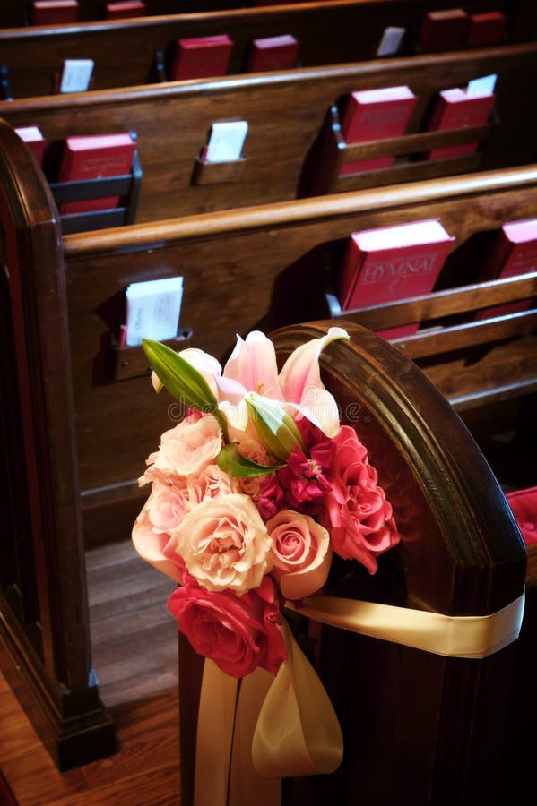 Wedding pew flowers stock photo. Image of happy, love - 4726644