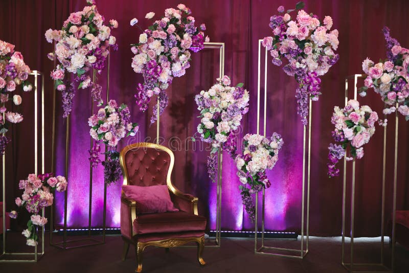 Wedding Photo Zone with Flowers in the Restaurant Stock Photo - Image ...