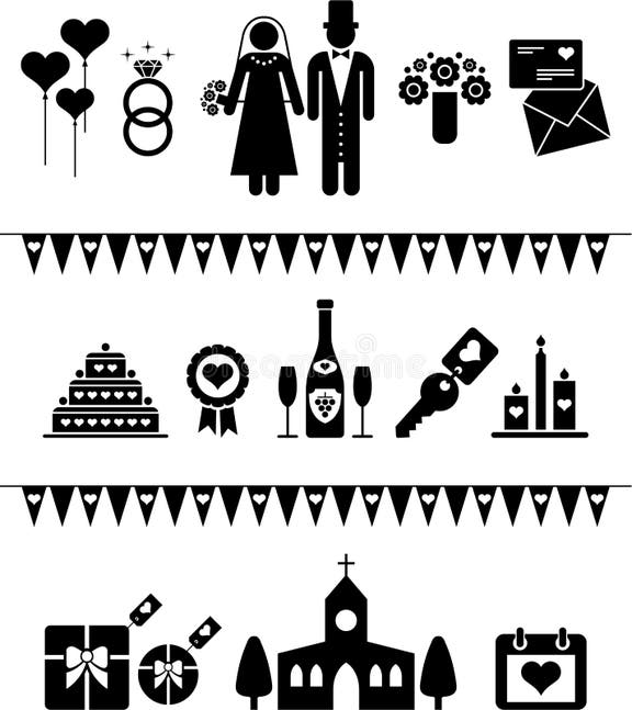 Wedding pictograms stock vector. Illustration of flowers - 22531954