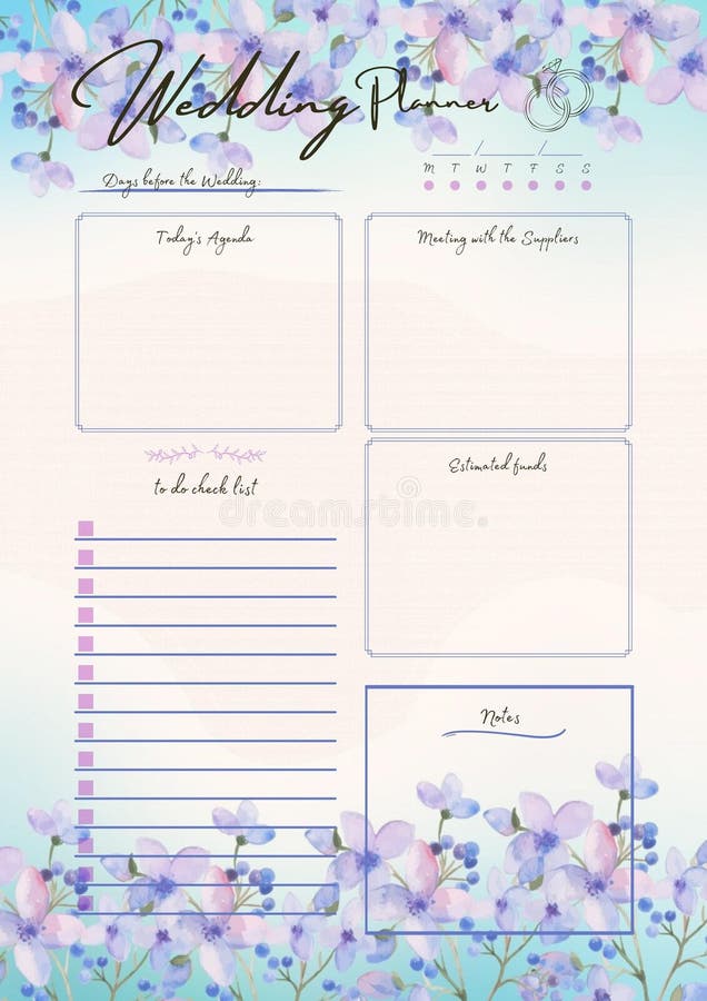 Wedding Planner Digital Planning Insert Sheet Printable Page Template ...