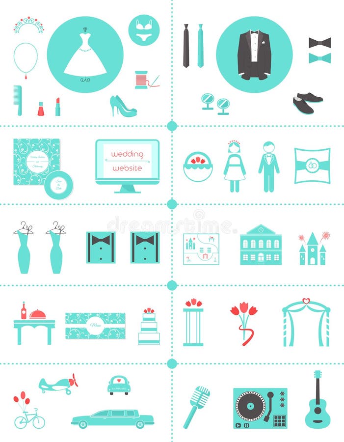Wedding Planning Icons and Infographic Elements Set Stock Vector ...
