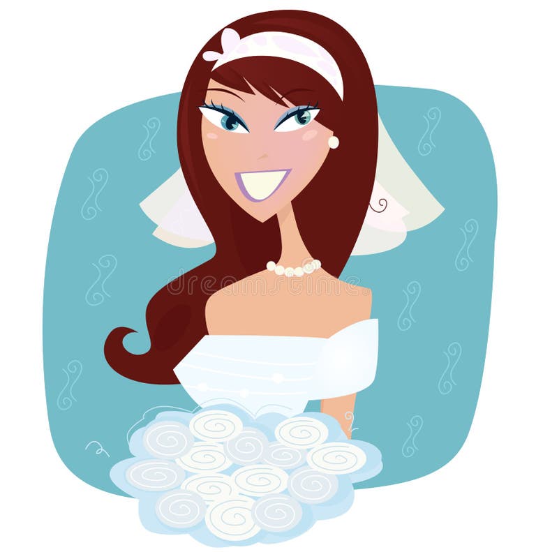 Bride Cartoon Girl Happy Wedding White Stock Illustrations – 3,060 ...