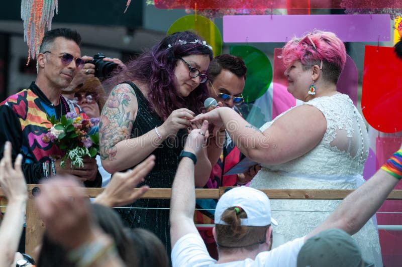 Wedding Process in Pop-up Chapel during Pride Parade Editorial Stock ...