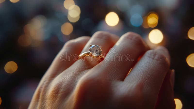 Wedding Proposal, a Hand Holds a Diamond Ring, Symbolizing Romantic ...