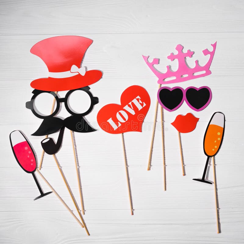 Set Wedding Props for a Funny Photo Shoot Stock Image - Image of face ...