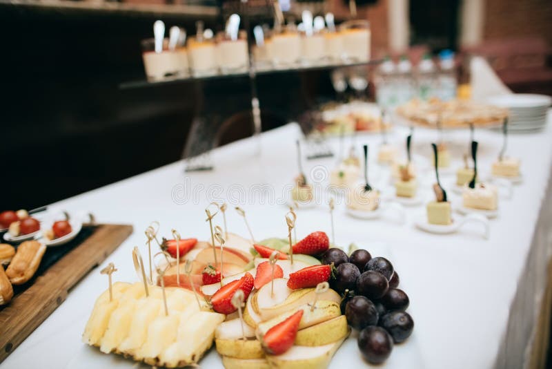 Wedding Reception Bar Food and Drink. Party in Restaurant Stock Photo ...