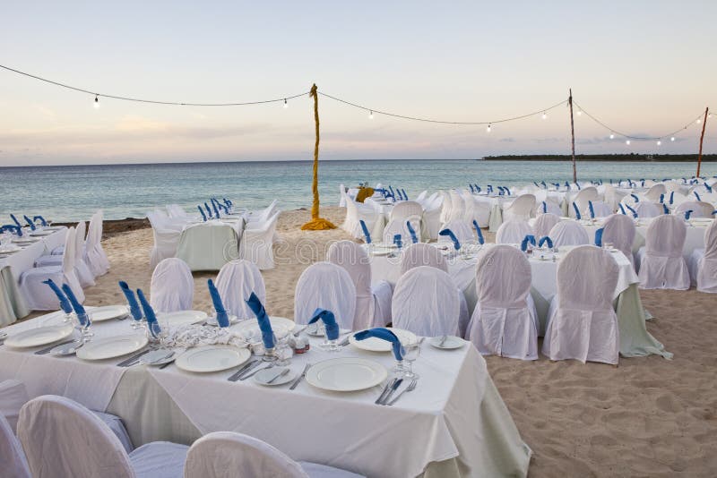 Wedding Reception on the Beach Stock Image - Image of fine, bride: 20394045