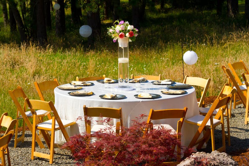 Wedding Reception Dining Table Stock Photo - Image of arrangement ...