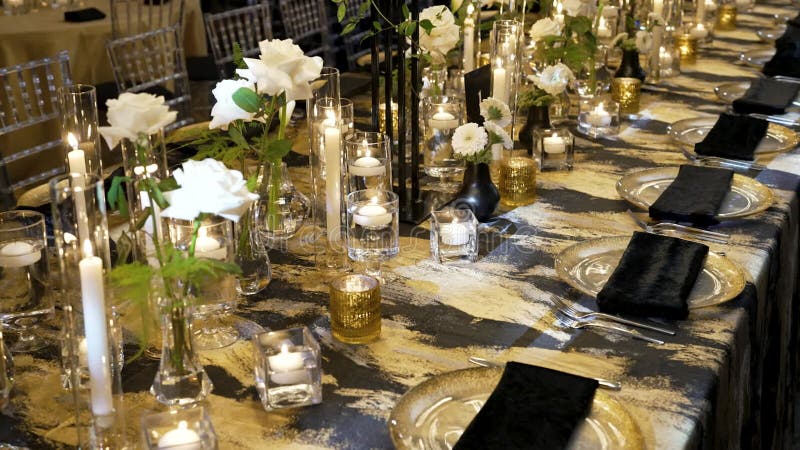 Wedding Reception Dinner Decorations. Full HD Video Stock Footage ...