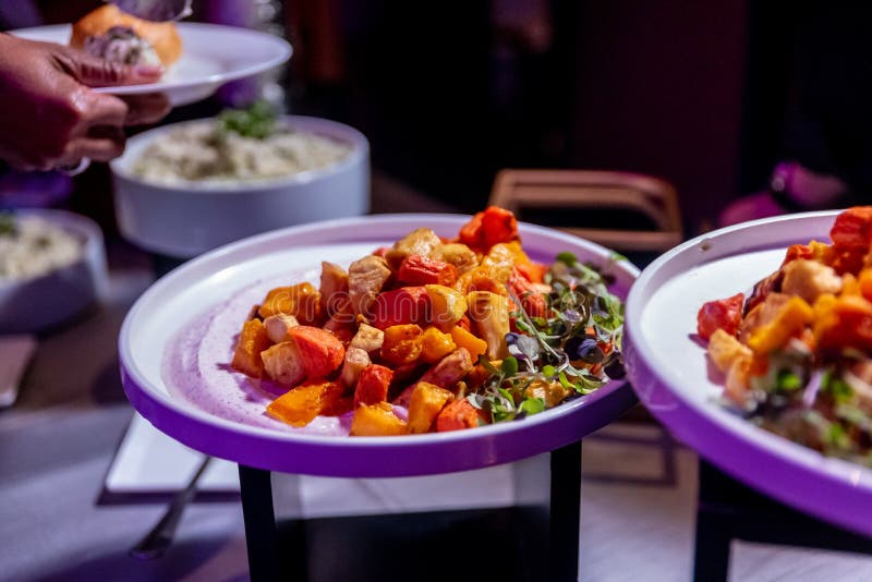 Wedding Reception Dinner Table with Delicious Meals Stock Image - Image ...