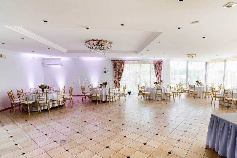 Large classic wedding hall stock image. Image of banquet - 145675797