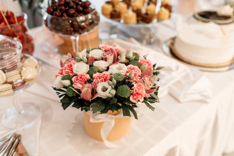 Wedding Reception Floral Arrangement Box Stock Image - Image of flowers ...