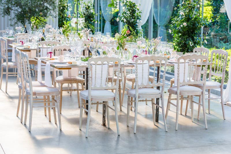 Tables Decorated for Wedding Reception Outdoor Stock Photo - Image of ...