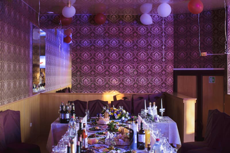 Wedding Reception. Restaurant. Wedding Tables Set for Fine Dining or ...