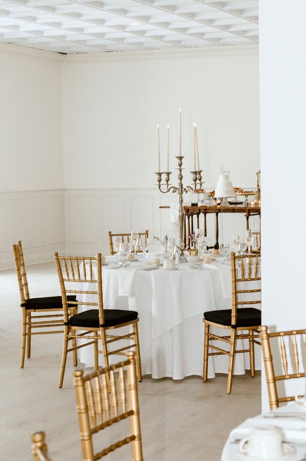 Wedding Reception Setup Beautifully Arranged in a Formal Dining Room ...