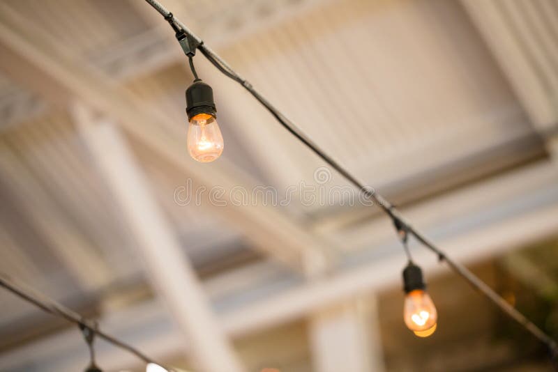 Wedding Reception String Lights Stock Photo - Image of reception ...