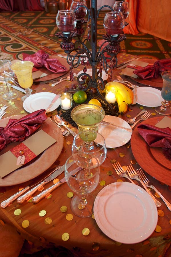Table Setting for Indian Wedding Stock Photo - Image of cater, china ...