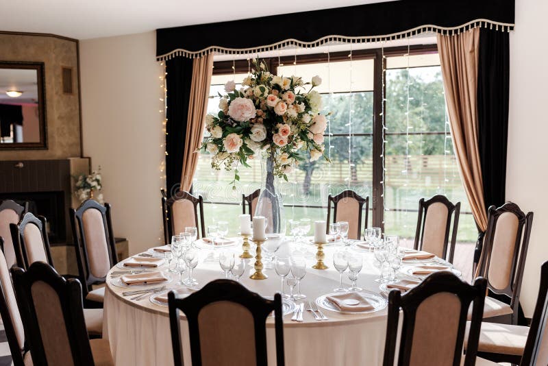 Wedding reception table stock photo. Image of crockery - 314979880