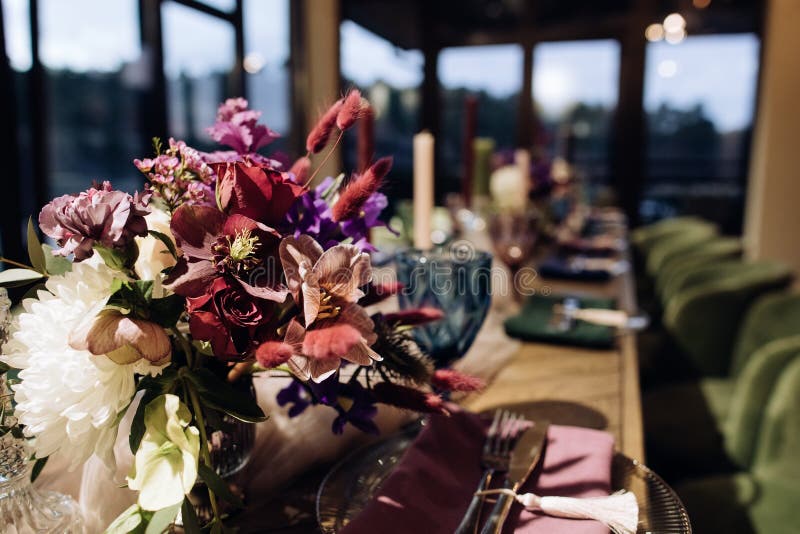 Wedding Reception Table in a Restaurant. Wedding Ideas Stock Image ...